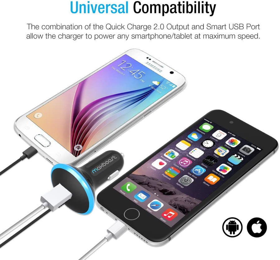 Maxboost 30W Dual USB QUICK CHARGE 2.0 CAR CHARGER